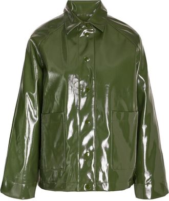 Noisy May Damen NMSKY L/S Short Vinyl Coat NOOS Regenjacke, Kombu Green, S