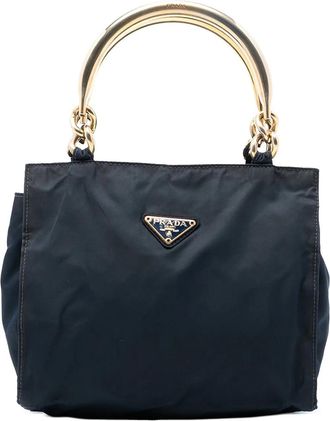 Prada Crossbody Bags - Tessuto Metal Handle Bag - Gr. unisize - in Blau - f&uuml;r Damen