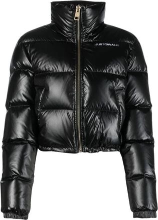 Just Cavalli Femme, Vestes, Noir, Taille: 42 FR Doudoune &agrave; col chemin&eacute;e