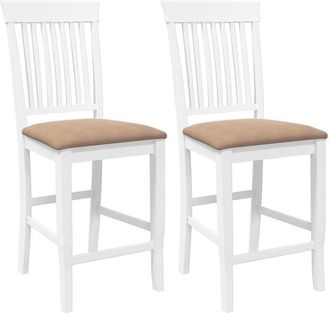 vidaXL Barhocker mit Kissen 2 Stk. Weiß Massivholz Gummibaum Vidaxl
