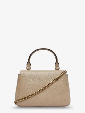 Tory Burch Womens Crossbody Bag Charlie Quilted Beige Leather Shoulder