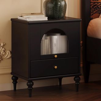 Generic Nachttisch Aus Holz, Beistelltische for Schlafzimmer Mit Nach Oben &ouml;Ffnenden Schrankt&uuml;Ren Und Geh&auml;Rtetem Glass, Erh&ouml;Hte Schrankbeine for B&uuml;Cher Und To