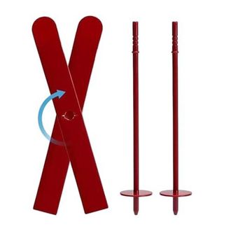 Generic Lot de 2 skis miniatures, planches &agrave; neige sportives avec b&acirc;tons de ski - D&eacute;corations de table de No&euml;l pour banquets sportifs et th&egrave;mes de ski dhiver