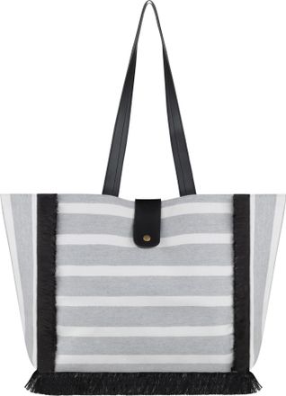 Normani Gro&szlig;e Strandtasche Schultertasche Einkaufstasche Shopper Badetasche Beachbag f&uuml;r Damen Weekend Bag Farbe Fence Black