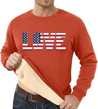 Generic Sweat-shirt moelleux pour homme - Printemps et automne hiver - Imprimé 2D - Drapeau national rétro - Mode - Velours épais - Col rond - Sans capuche - 