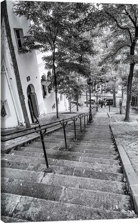 Posterlounge Endlose Schritte nach Montmartre Leinwandbild 20 x 30 cm Schwarz-Weiß Wandbilder Wanddeko