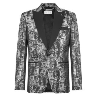 Philipp Plein Homme, Vestes, Noir, Taille: 7XL Blazer All-Over Plein Dollars