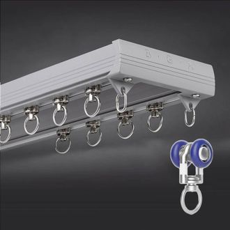 Generic Decken-Vorhangschiene 2 l&auml;ufig Gardinenschiene aus Aluminium Vorhangstange Deckenschiene Raumteiler f&uuml;r Duschfenster, Wohnmobil-Raumteiler, Privatsph&auml;