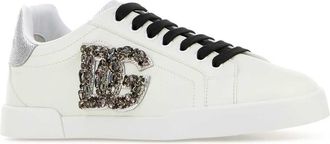 Dolce & Gabbana Womens Ice Leather Sneakers Bianco-Oro Antico Bianco/oro