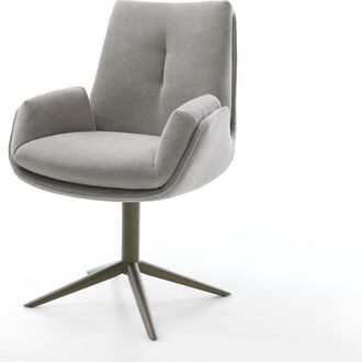 DELIFE Drehstuhl Clea-Flex Strukturstoff Soft Grau Fu&szlig;kreuz Effektfinish Titan 360&deg; drehbar Wippfunktion, Esszimmerst&uuml;hle