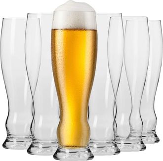 Krosno Hoch Weizengl&auml;ser Biergl&auml;ser 6er Set, 500 ml Splendour Kollektion - Probierglas Pilsgl&auml;ser Gl&auml;ser f&uuml;r Beer Glass Bier-Gl&auml;ser Cider Lagerbiergl&auml;ser - S
