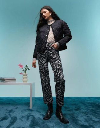 Bimba & Lola Jean droit &agrave; z&eacute;brures - Ivoire-Blanc