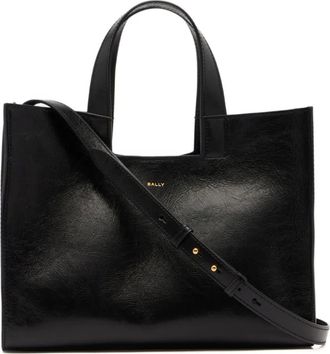 Bally sac à main en cuir à détail de logo - Noir