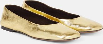 The Row Ballerines Square en cuir métallisé