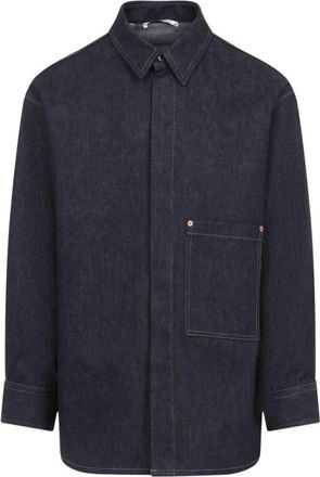Valentino Garavani Homme, Vestes, Bleu, Taille: M Chemise en jean avec poche plaqu&eacute;e