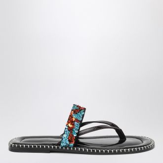 Dries Van Noten Schwarze Zehensteg-Slip-on-Sandalen mit Pailletten