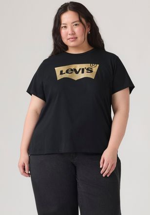 Levi's Plus T-Shirt LEVIS PLUS PERFECT TEE, Damen, Gr. XXXL (54/56), glitter foil w mineral schwarz, Jersey, Obermaterial: 100% Baumwolle, bequem normal, Rundhals