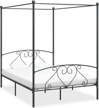 vidaXL Cadre de lit &agrave; baldaquin sans matelas gris m&eacute;tal 160x200 cm vidaXL