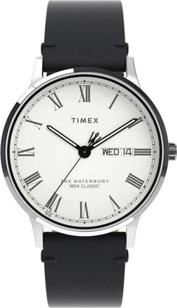 Timex Homme, Accessoires, Noir, Taille: ONE Size Montre &agrave; bracelet rond en cuir