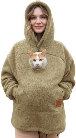 Generic Sweat &agrave; capuche de transport pour chat avec poche pour animal de compagnie - Fermeture &eacute;clair - Poche kangourou - Polaire chaude - Confortable - Pour 