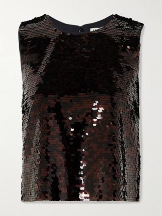 Staud Haut En Tulle À Sequins Seraphina - Noir