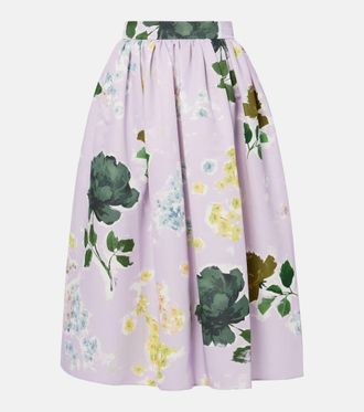 Erdem Jupe midi en coton mélangé à fleurs