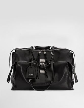 Dolce & Gabbana Vittoria Calfskin Bag - Mann Schultertasche Schwarz Onesize