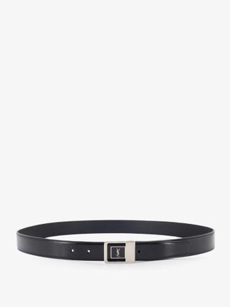 Saint Laurent La 66 leather belt with silver metal buckle - SAINT LAURENT - gender_Man