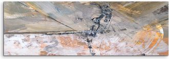 Paul Sinus Art 120x40cm Panoramabild abstrakt Leinwanddruck Kunstdruck Wandbild grau schwarz gelb beige