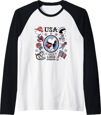 Peanuts Snoopy Charlie & Lucy USA Americana-Tattoos Raglan