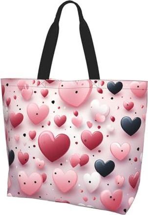 Generic Motif En Forme De Coeur Sac Fourre-Tout L&eacute;ger Tote Bag Pliable Sac &Agrave; Bandouli&egrave;re Pour Shopping Voyage Plage