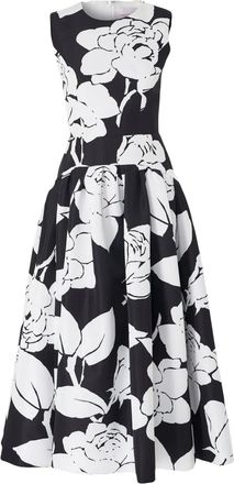 Carolina Herrera Midikleid mit Blumen-Print - Schwarz