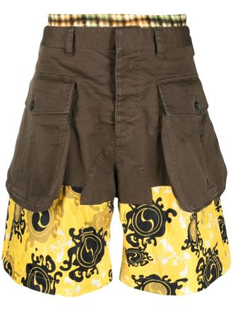 Dsquared2 short en coton &agrave; effet superpos&eacute; - Vert