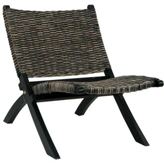 vidaXL Chaise de relaxation rotin kubu naturel et bois dacajou massif Vidaxl