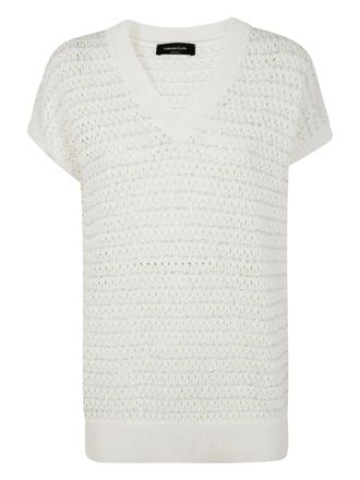 Fabiana Filippi T-Shirt in Lochstrick - Wei&szlig;