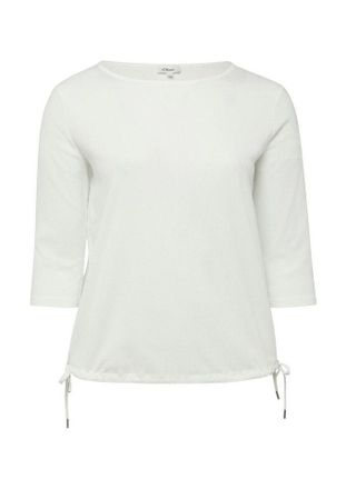 s.Oliver 3/4-Arm-Shirt T-Shirt Strukturierte Shirt-Bluse mit U-Boot-Ausschnitt