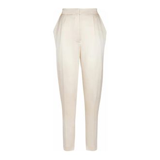 Balmain Seidenhose mit hohem Bund - - Trousers - Damen - Beige - 2XS