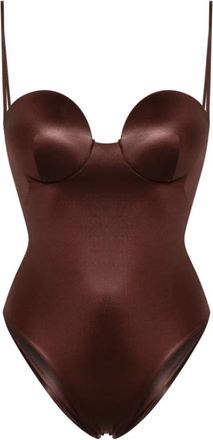 Magda Butrym Femme, Maillots de bain, Brun, Taille: 40 FR Maillot de bain fronc&eacute; &agrave; fleur