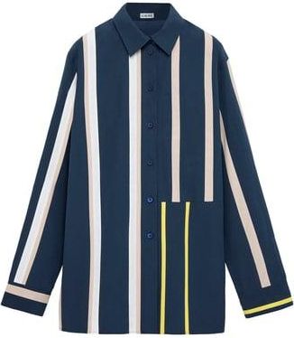 Loewe Chemise en popeline de coton &agrave; patchwork ray&eacute;s