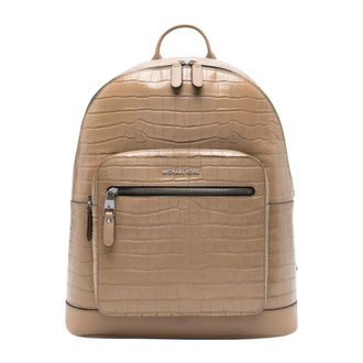 Michael Kors Homme, Sacs, Beige, Taille: ONE Size Sac &agrave; dos Commuter Hudson en cuir fa&ccedil;on crocodile