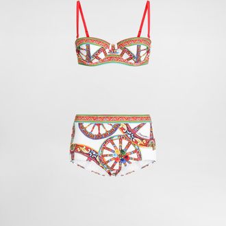 Dolce & Gabbana Balconette-bikini Mit Carretto-print - Frau Bademode Multicolor 1