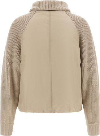 Brunello Cucinelli Knit Insert Hybrid Down Jacket - Beige