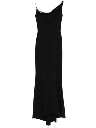 MUGLER robe longue en crêpe - Noir