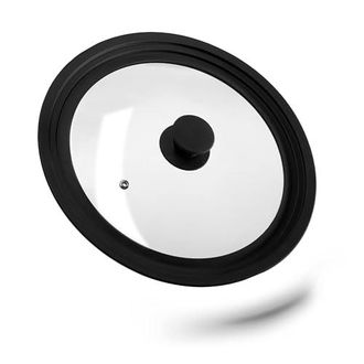 Relaxdays 10027989_46 Couvercle, Verre Rebord dégradé en Silicone, casseroles et poêles 26-30 cm, HxD5x31,5cm,Noir