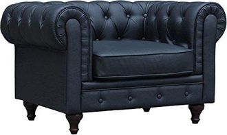 Habitat et Jardin Aliza Fauteuil Chesterfield, 111cm x 82cm x 70cm, Noir