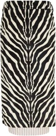 The Attico Jupe midi imprim&eacute;e z&egrave;bre en cuir de veau
