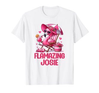 BDAZ Flamazing Josie Pink Flamingo Tropical Beach Trip Damen T-Shirt