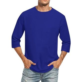Generic T-shirt de sport l&eacute;ger &agrave; col rond pour homme, &eacute;l&eacute;gant, classique, confortable, respirant, extensible, d&eacute;contract&eacute;, pour la gym, la course &agrave; pied, lent