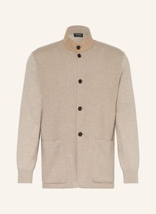 Ermenegildo Zegna Zegna Cashmere-Strickjacke Mit Leder beige