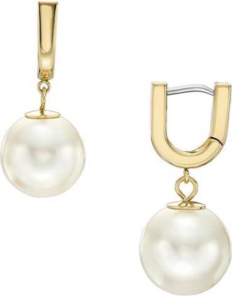 Fossil boucles doreilles en acier inoxydable doré avec fermoir cerceau pour femmes